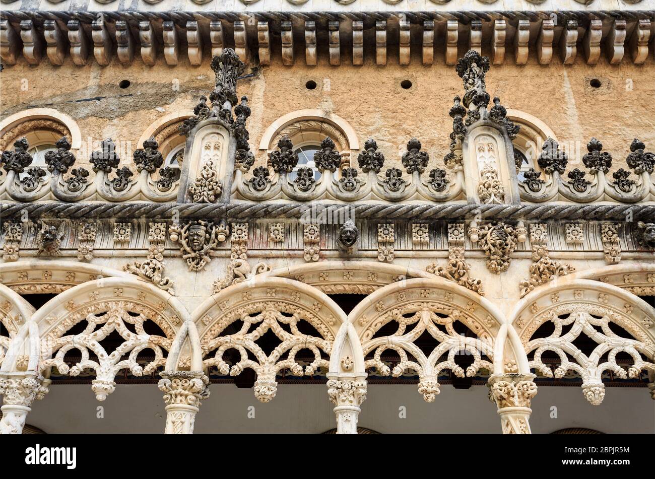Detail of the Palace Hotel of Bussaco, a luxury hotel built in late ...