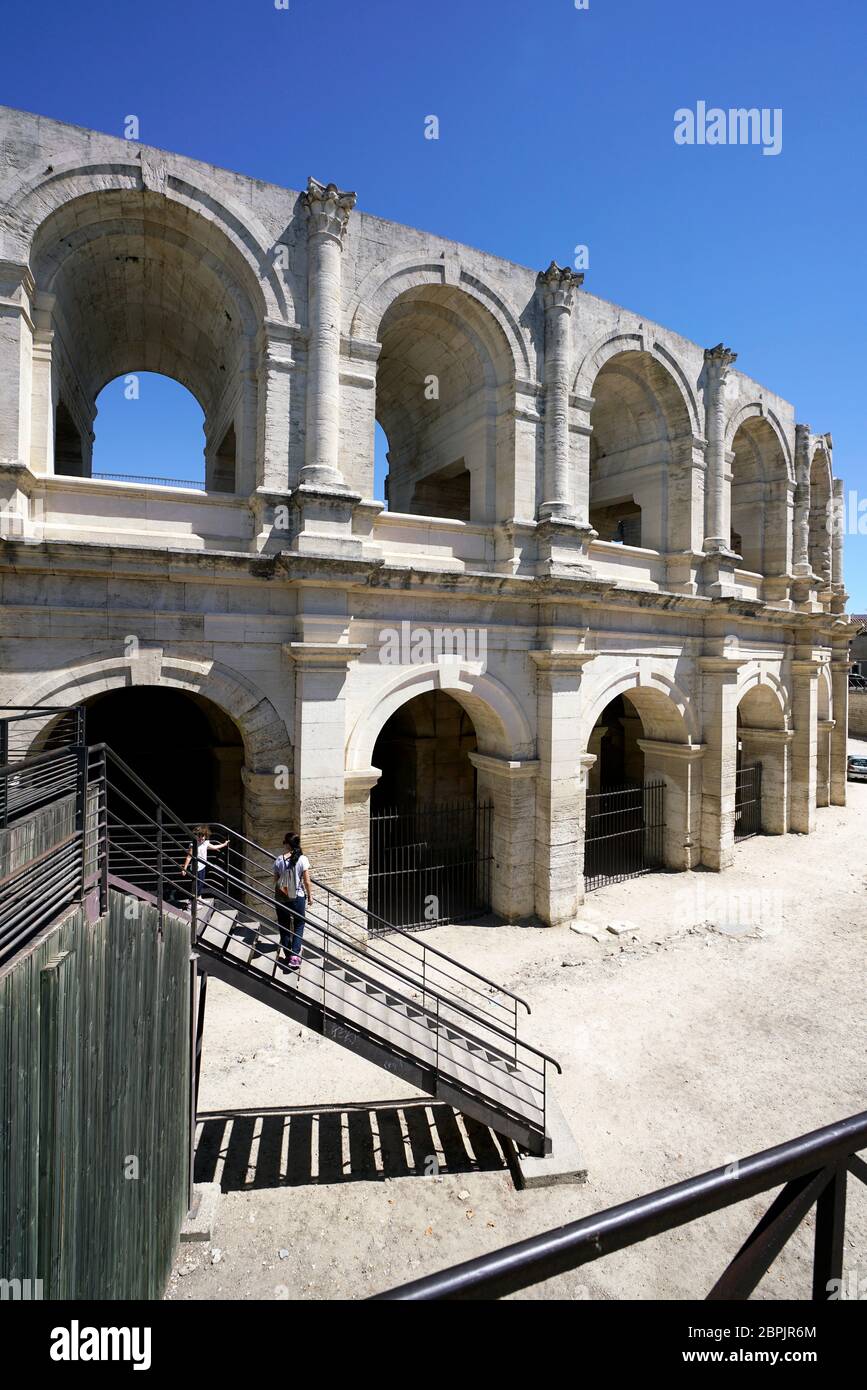 Exterior view of Arles Amphitheatre.Arles.Bouche-du-Rhone.France Stock Photo - Alamy