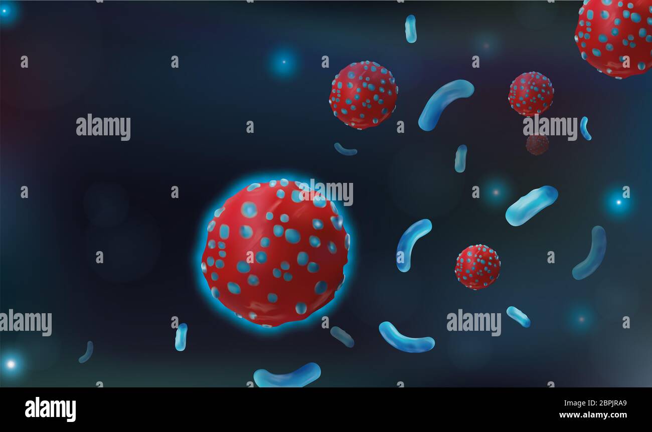 Abstract viruses and microbe. Infection flu. Danger that cause harm to ...