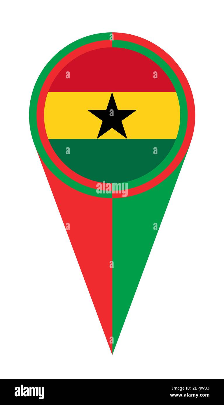 Ghana map pointer pin icon location flag marker Stock Photo - Alamy