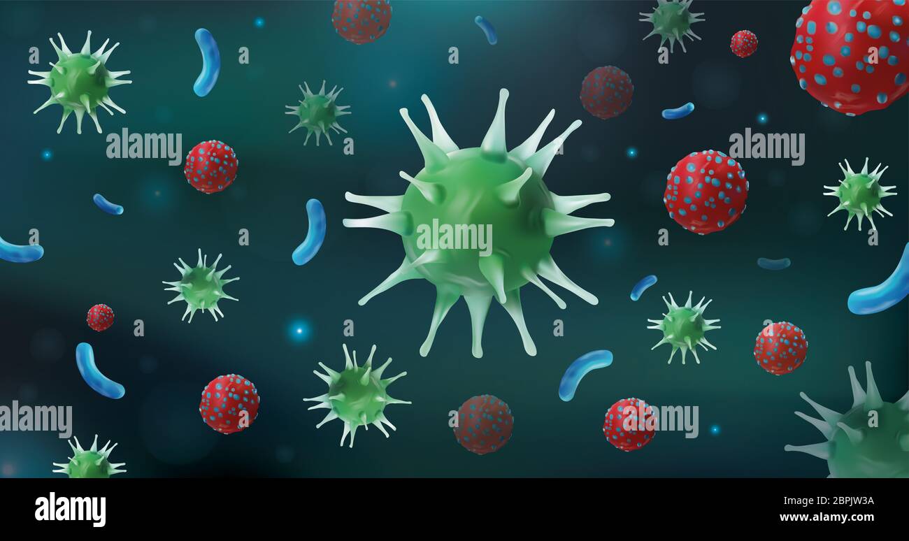 Abstract viruses and microbe. Infection flu. Danger that cause harm to ...