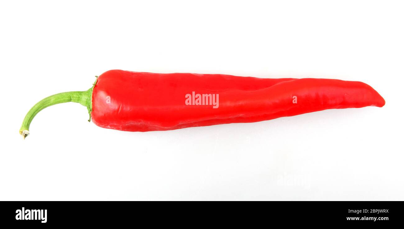 Close-Up Of Red Chili Pepper Against White Background Stock Photo - Alamy