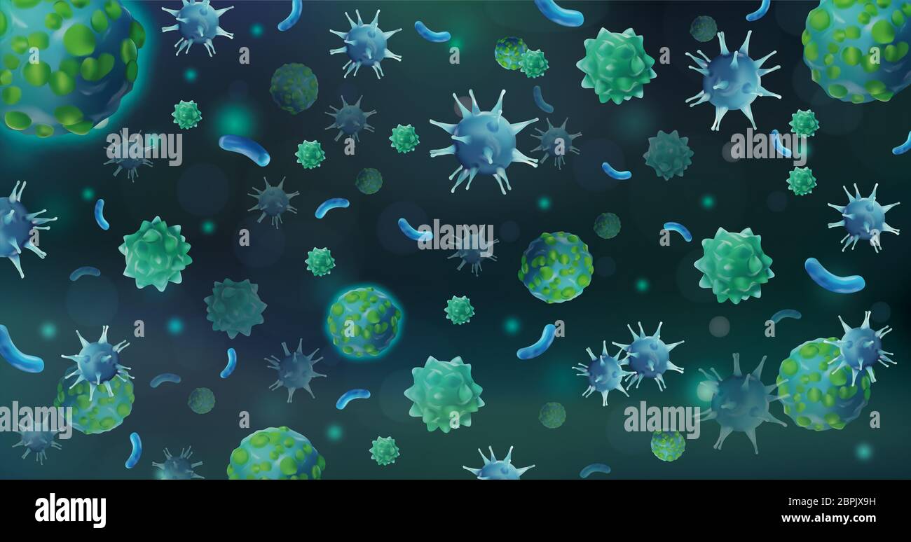 Abstract virus. Infection pneumonia, flu. Bacteria, microbe fungi in a ...