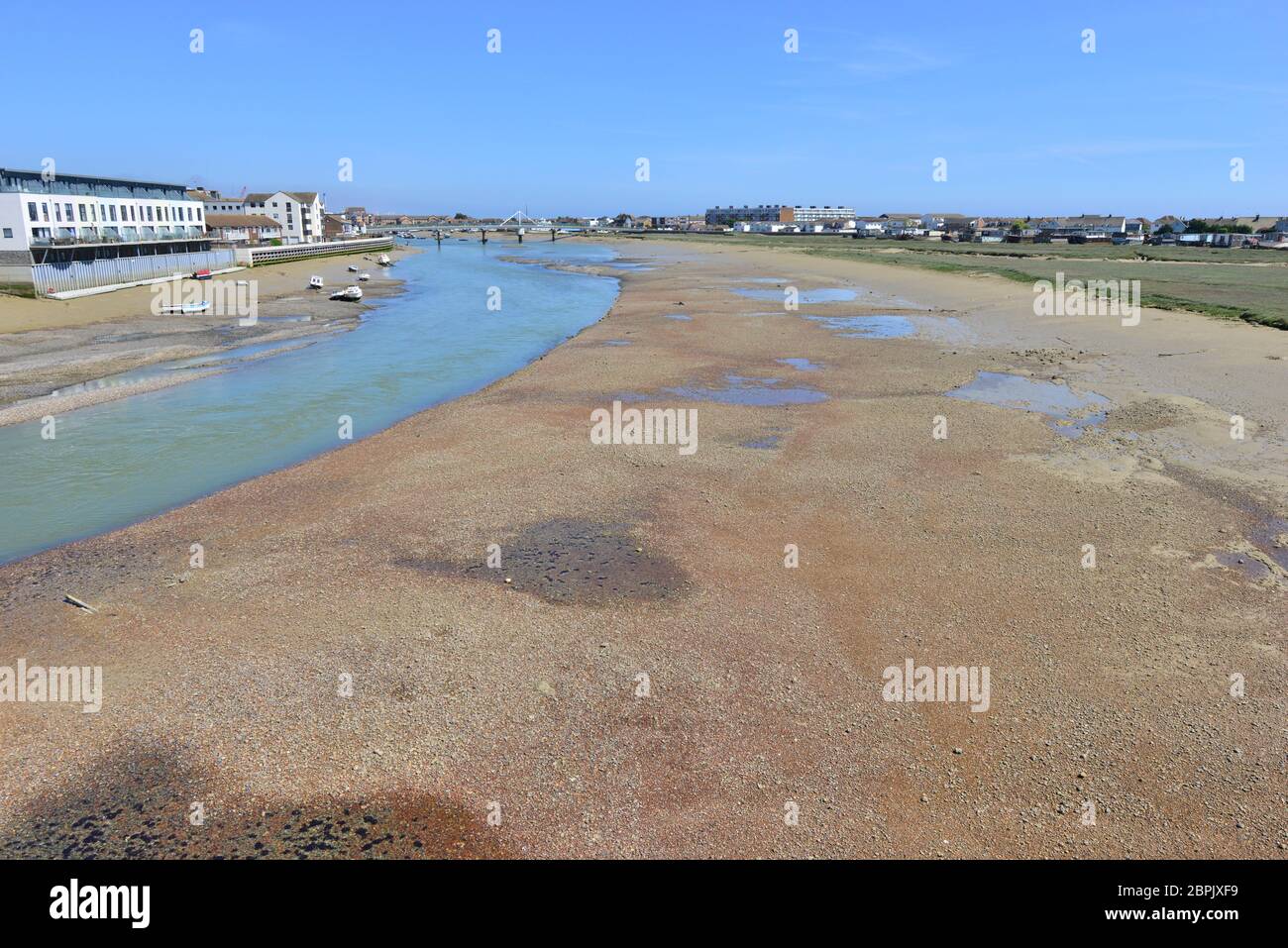 Mud flats at the River Adur Estuary in Shoreham, West Sussex Stock ...