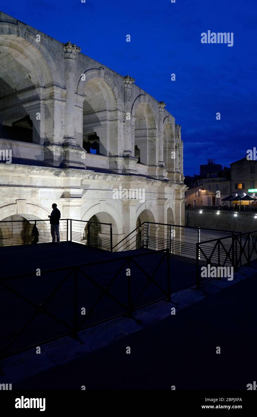The night view Arles Amphitheatre.Arles.Bouches-du-Rhone.France Stock Photo - Alamy