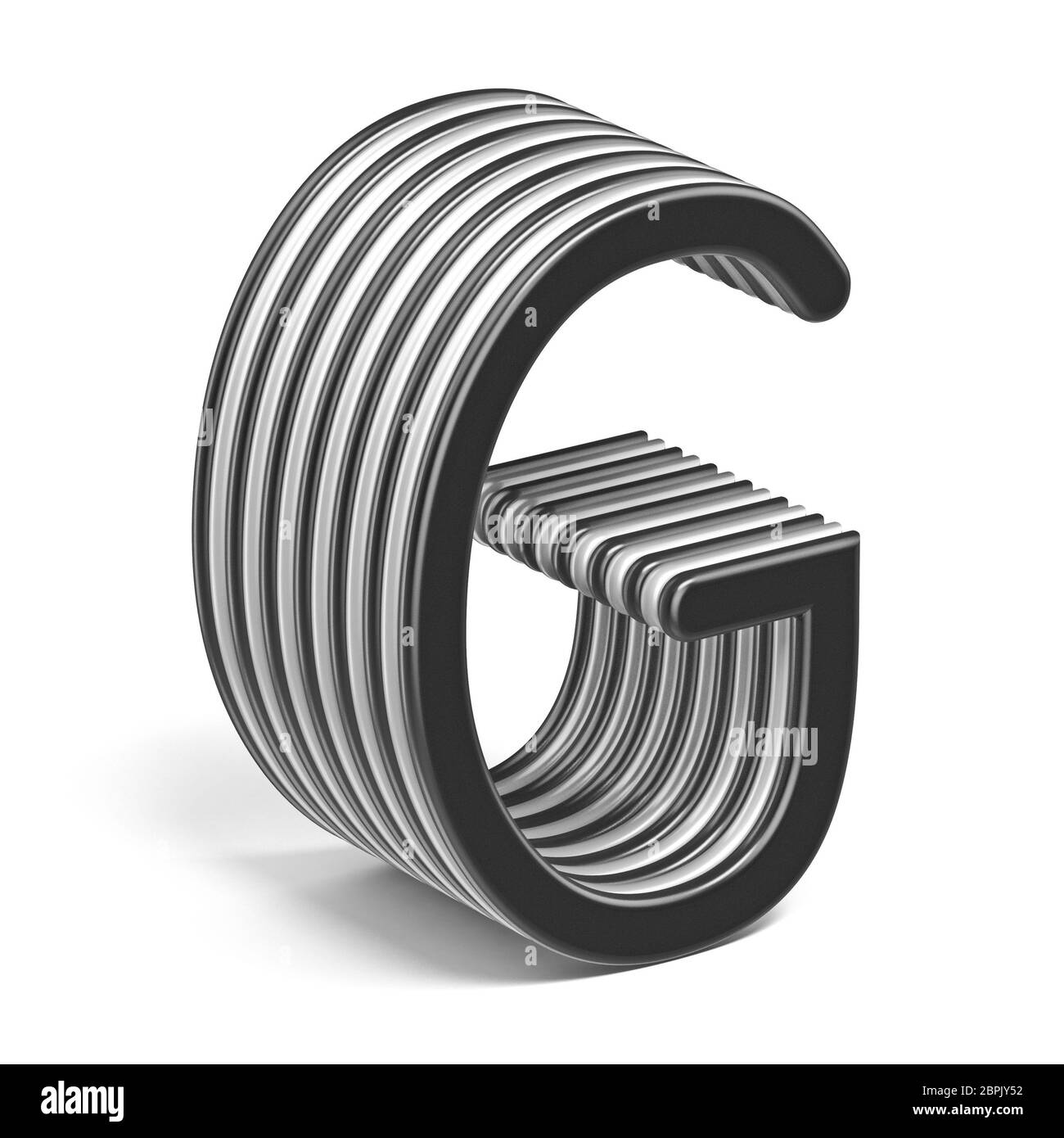 Black and white layered font Letter G 3D render illustration isolated ...