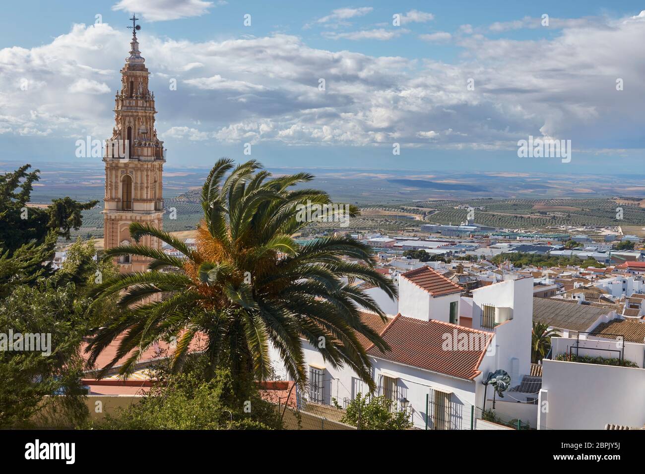 Victoria tower and views of the town of Estepa in Seville, Spain Stock ...