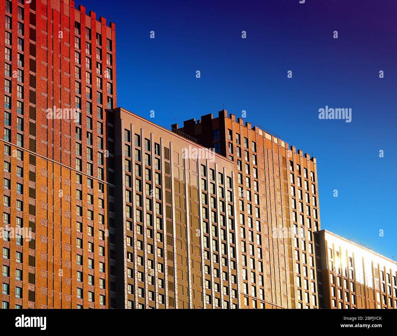 Modern buildings during dramatic sunset architecture backdrop Stock ...