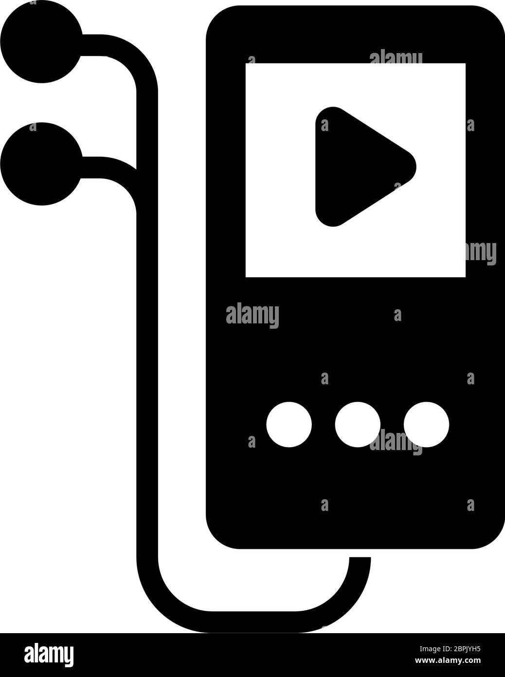 Stereo MP3 Music Player with Headphones. Flat Vector Icon illustration ...