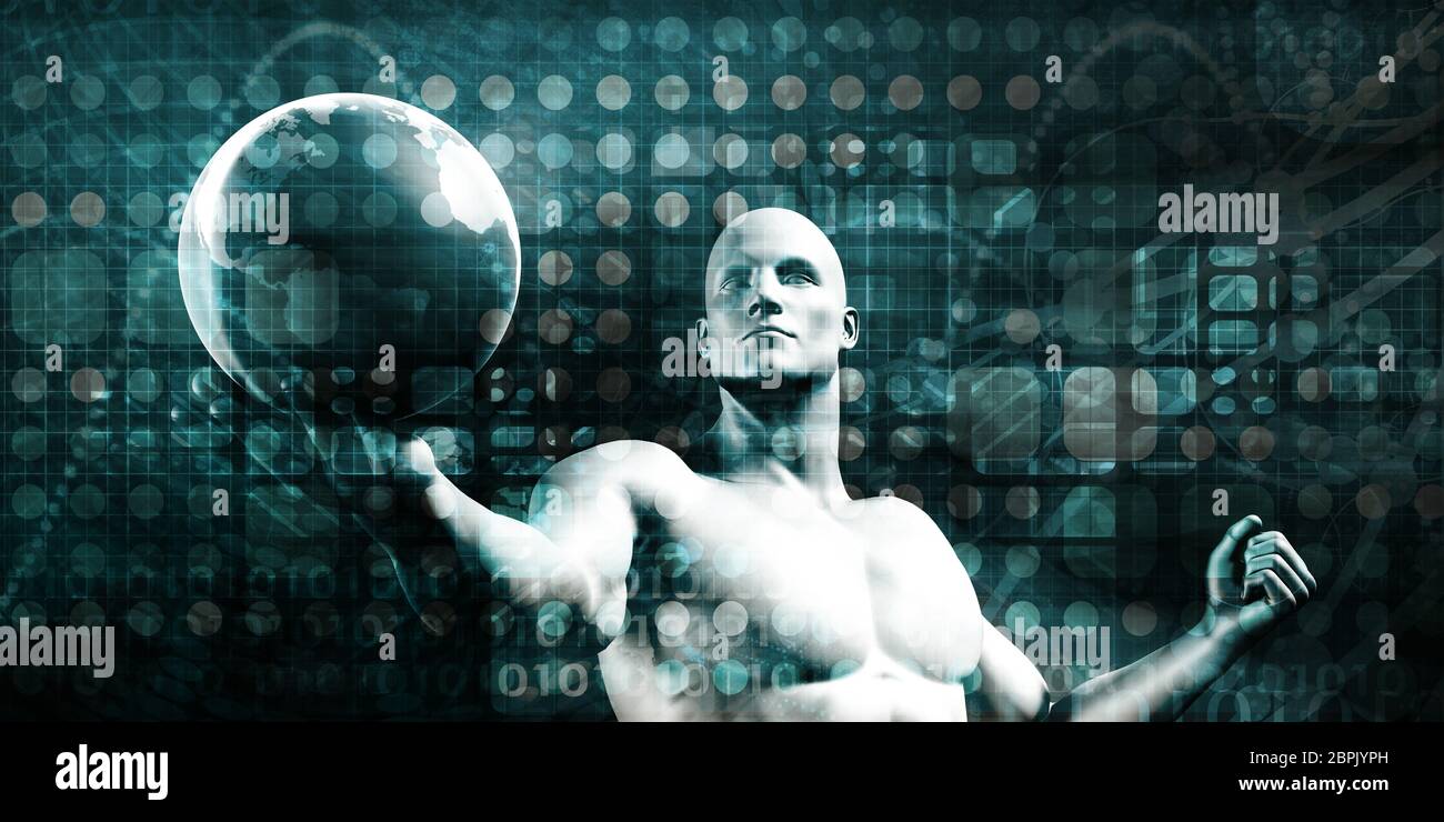 World Business Background with Man Lifting Globe Concept Stock Photo ...