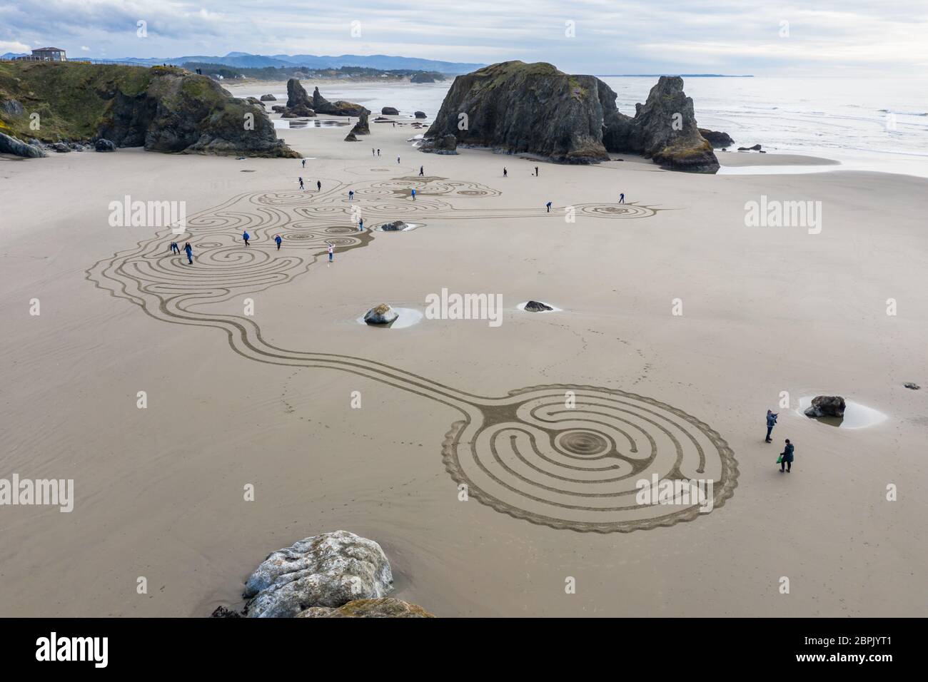 Bandon by the Sea, Oregon / USA - March 08 2020: Team of Circles in the ...