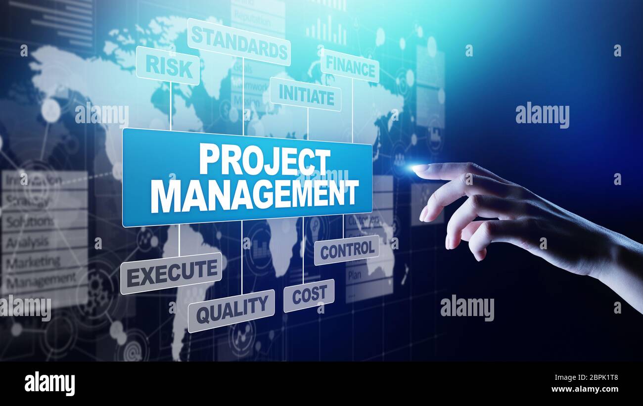 Project management diagram on virtual screen. Business, Finance and ...