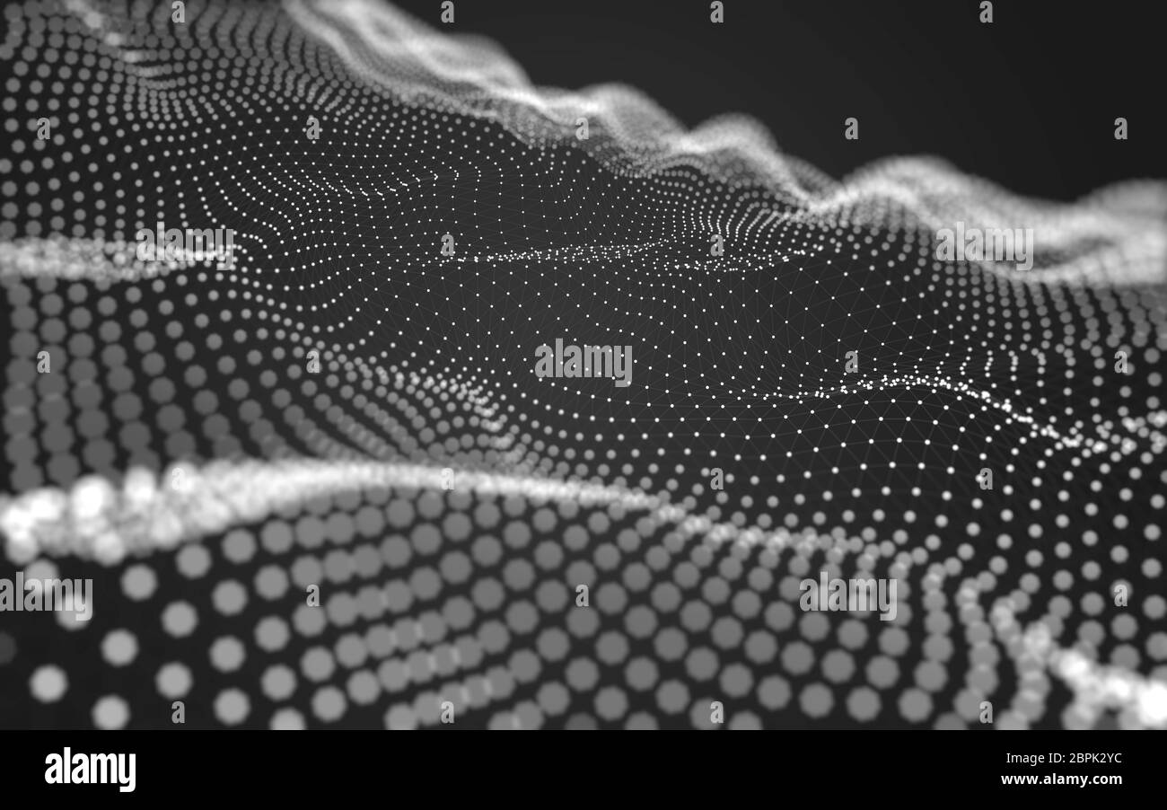 Abstract Polygonal Space Low Poly Dark Background With Connecting Dots And Lines Connection