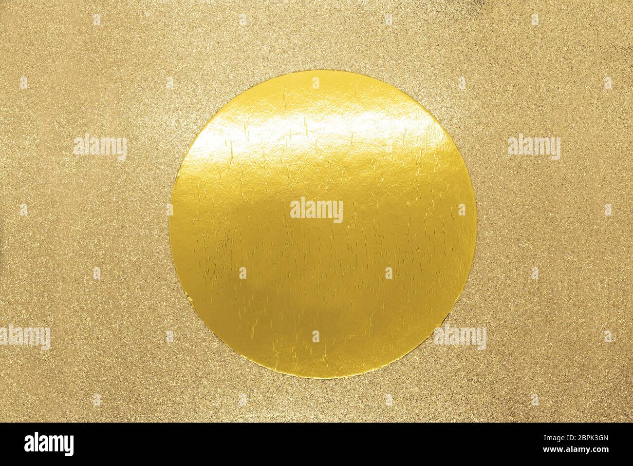 Abstract background of golden shiny craft paper circle on golden ...