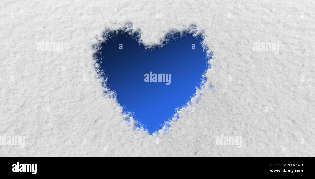 Blue Heart in front of Snow Background Stock Photo - Alamy