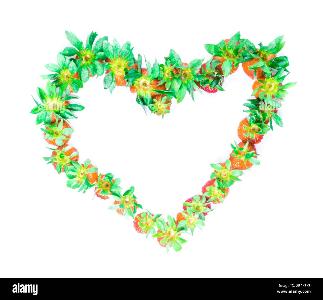 heart of organic fresh strawberry, array heart shape, beautiful card ...