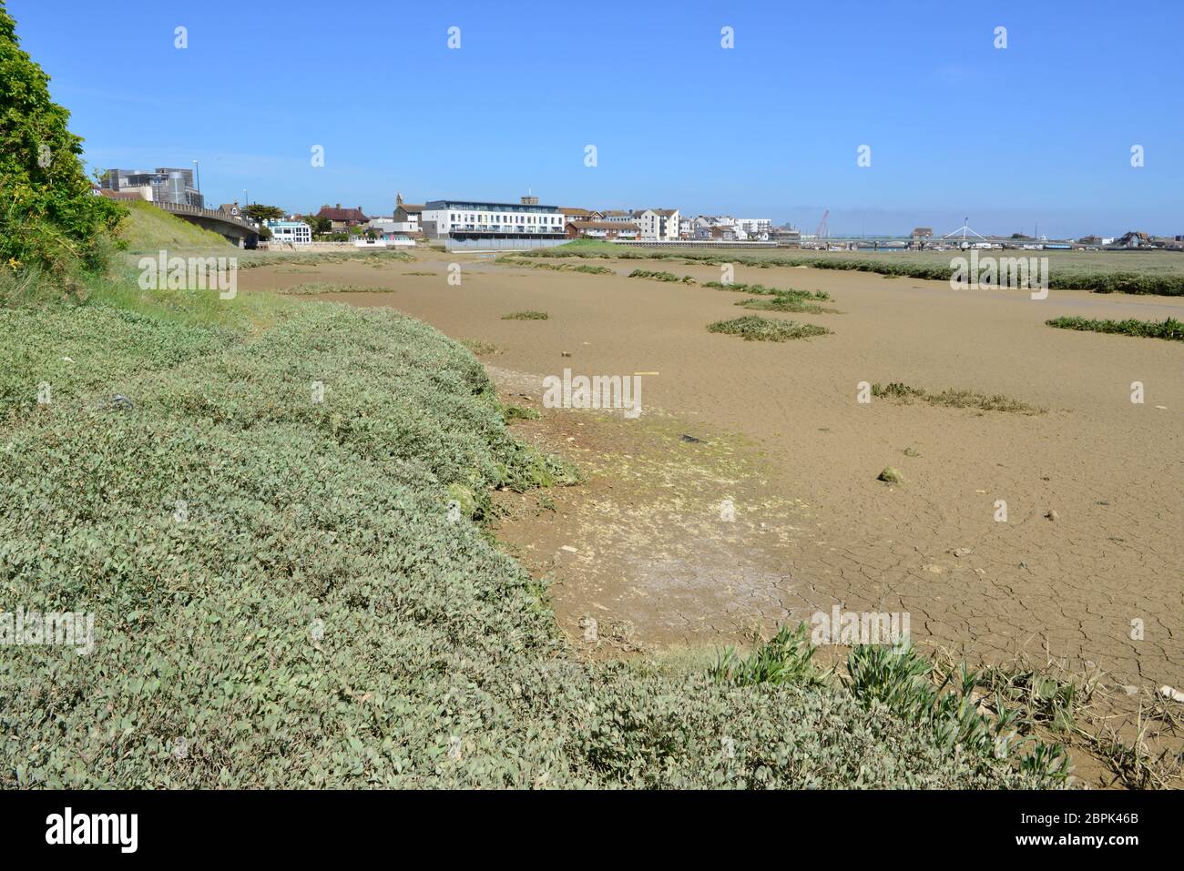 Mud flats at the River Adur Estuary in Shoreham, West Sussex Stock ...