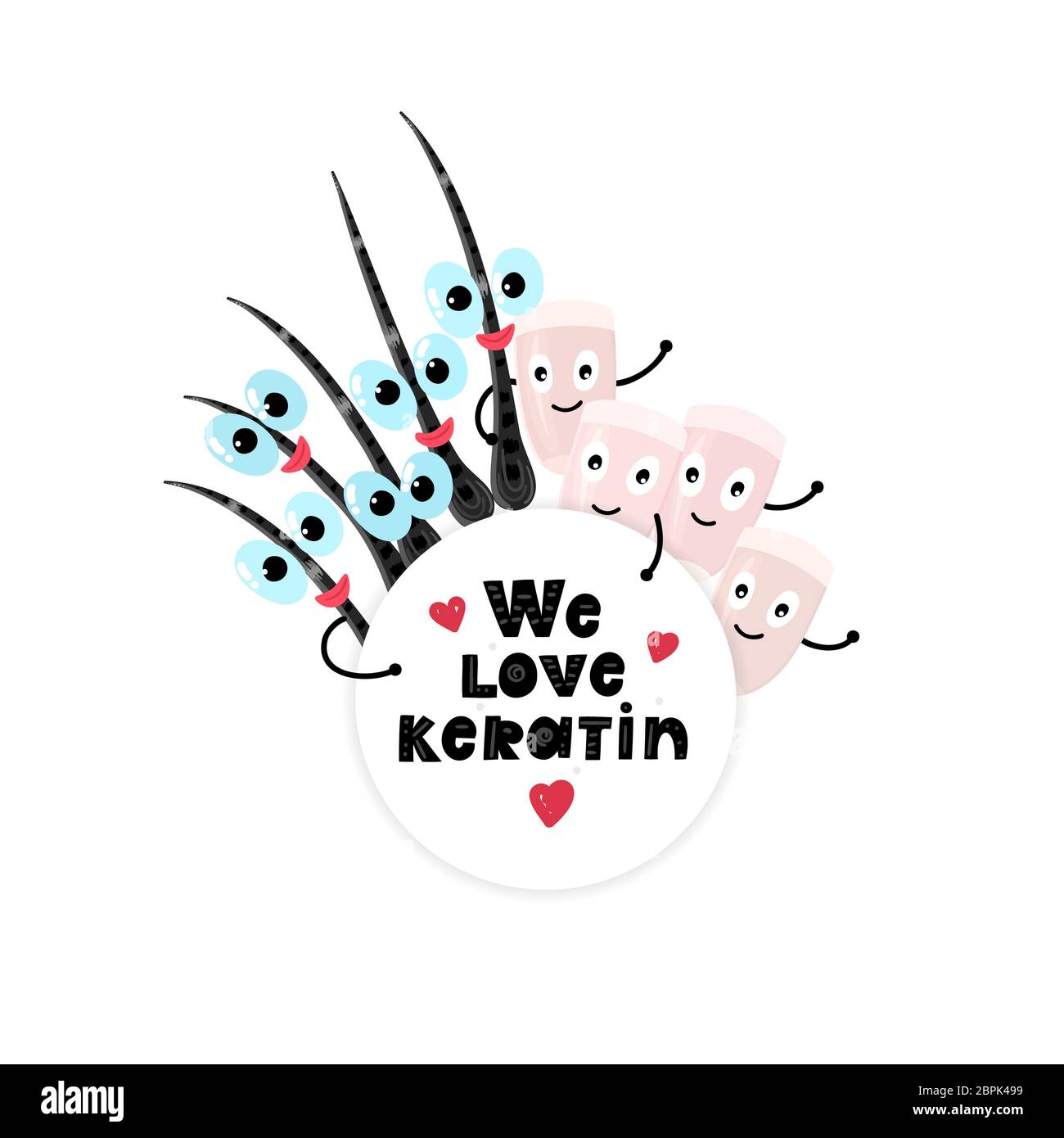 Happy nails and hair peeking out from under the round frame that says ...