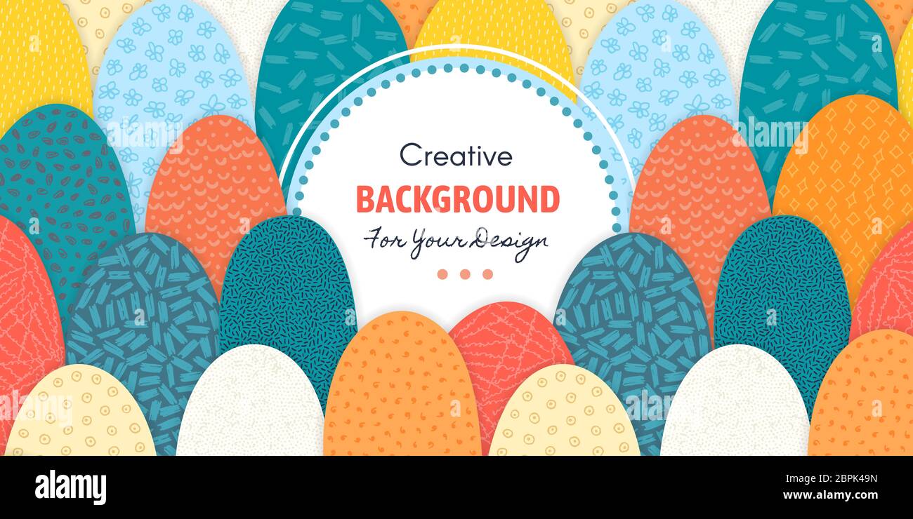 Vector abstract background with round frame in centre and hand drawn ...