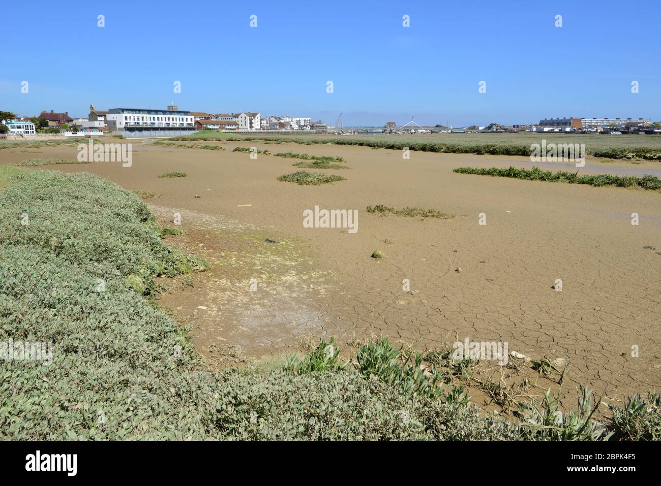 Mud flats at the River Adur Estuary in Shoreham, West Sussex Stock ...