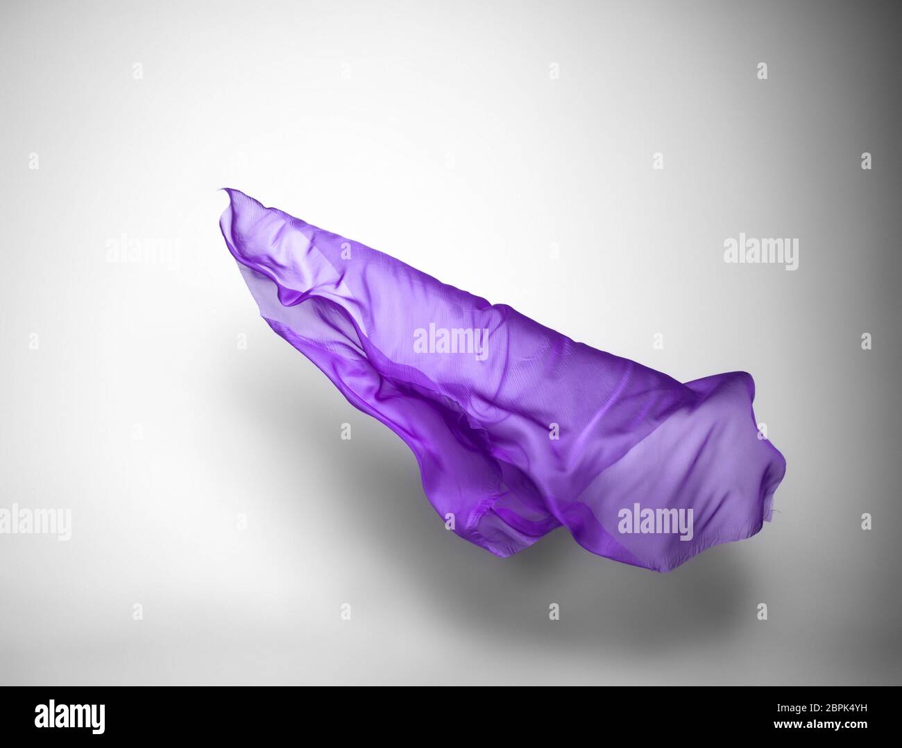 abstract piece of purple fabric flying, art object, design element ...
