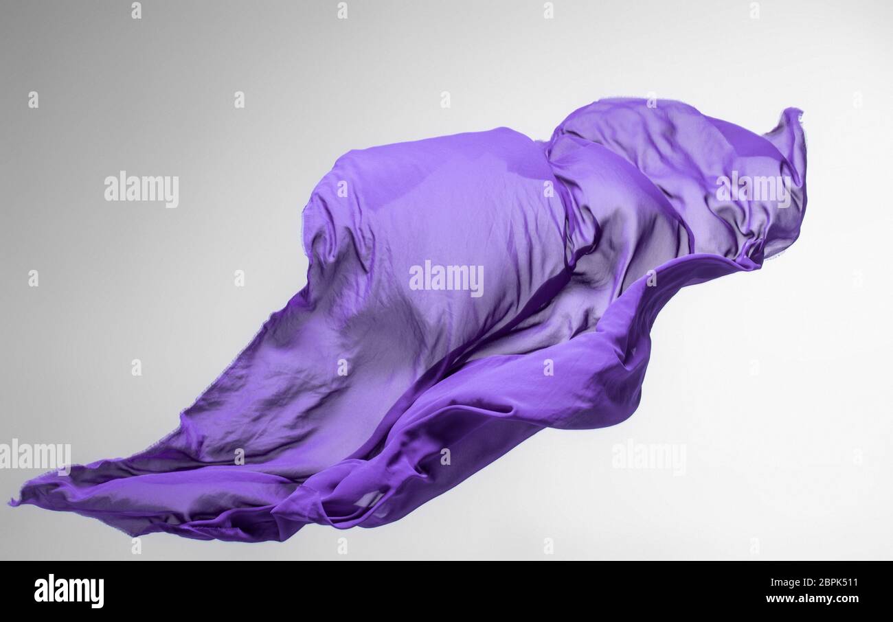 abstract piece of purple fabric flying, art object, design element ...