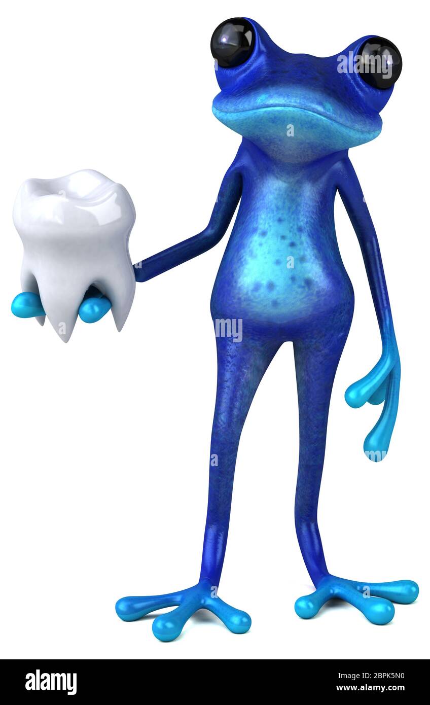 Fun blue frog - 3D Illustration Stock Photo - Alamy