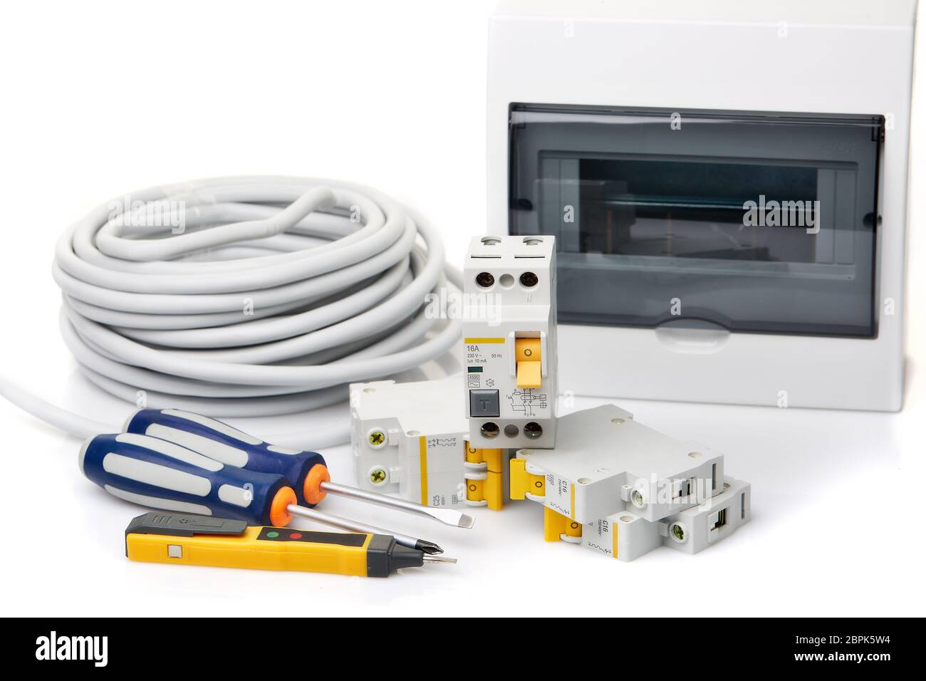 Automatic circuit breakers, distribution box, cable and digital tester ...