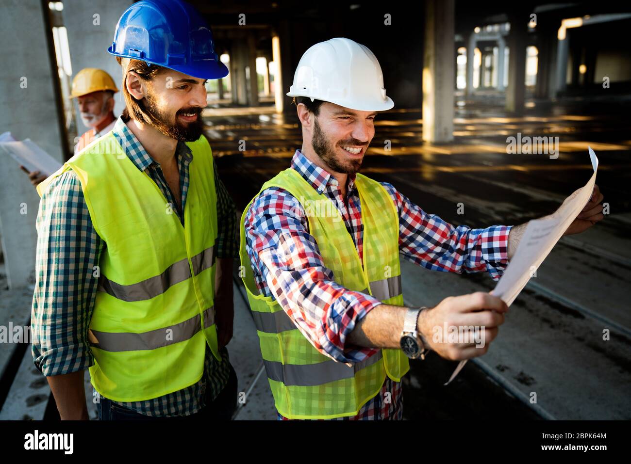 Picture of construction engineer working on building site Stock Photo ...