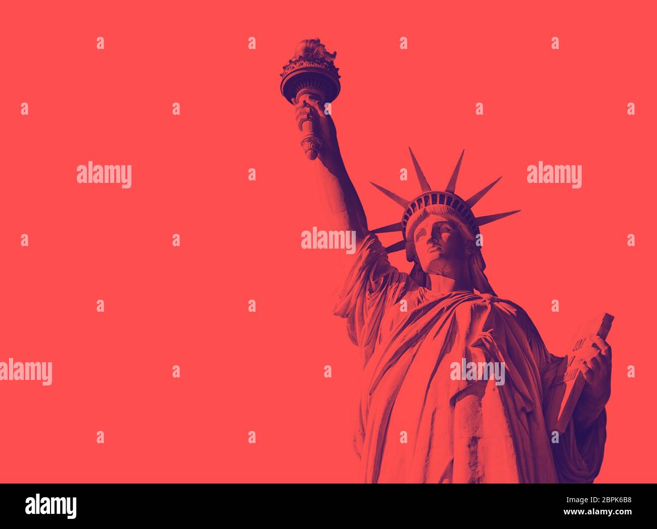 Bottom view of the famous Statue of Liberty, icon of freedom and of the ...