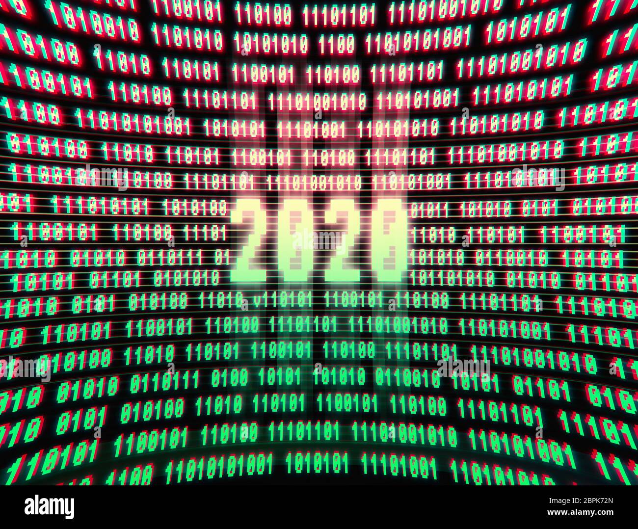 New year 2020 curved binary display illustration Stock Photo - Alamy
