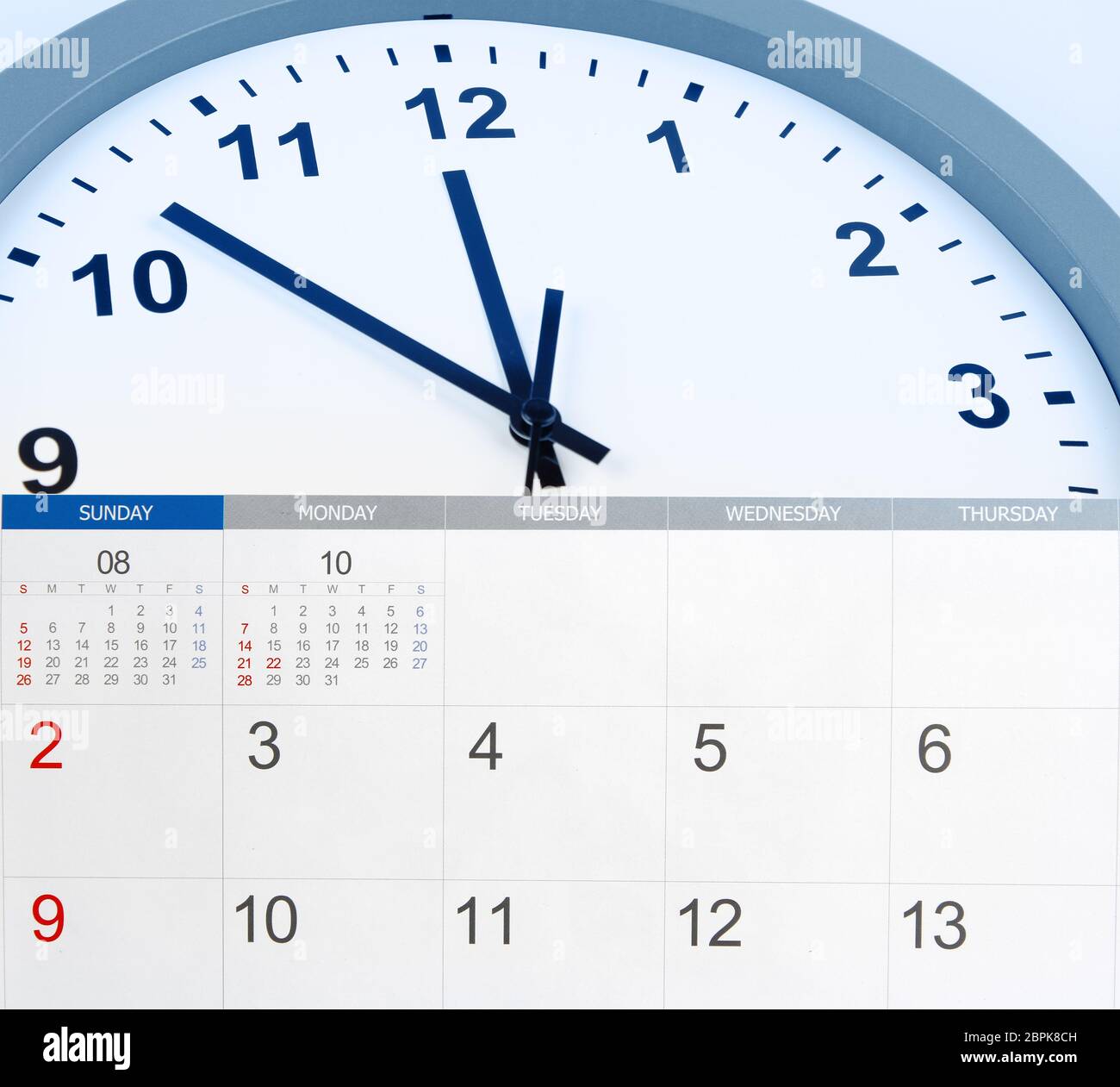 Clock face and calendar composite Stock Photo - Alamy