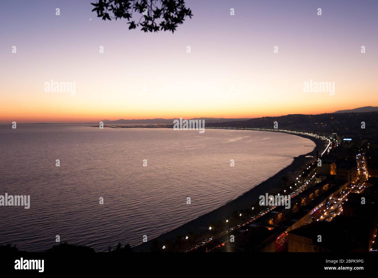Nice beach night landscape, France. Nice beach and famous Walkway of ...