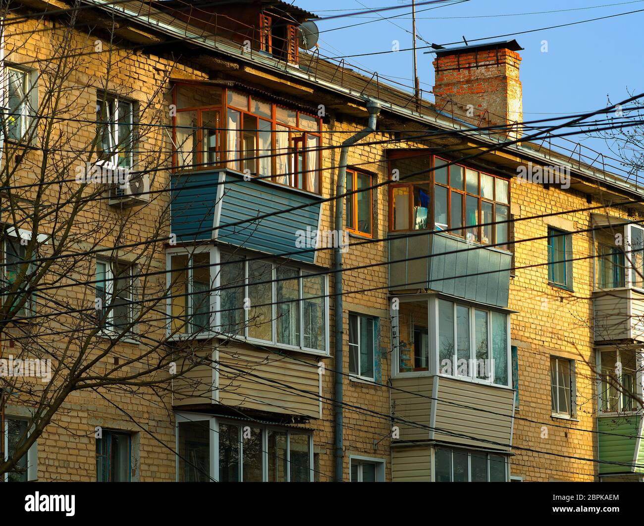 Classic Russian building at city suburbs background Stock Photo - Alamy