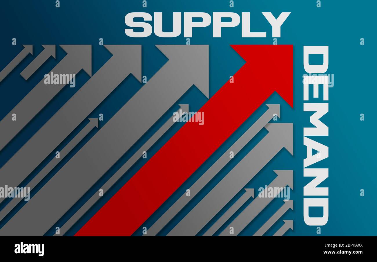 Supply and demand concept with red arrow, 3D rendering Stock Photo - Alamy