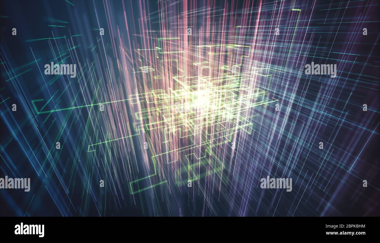 Abstract image of line and connections, colorful abstract geometric ...