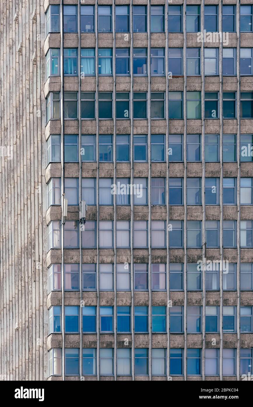 Front of Retro High-rise Office Building, Background Stock Photo - Alamy