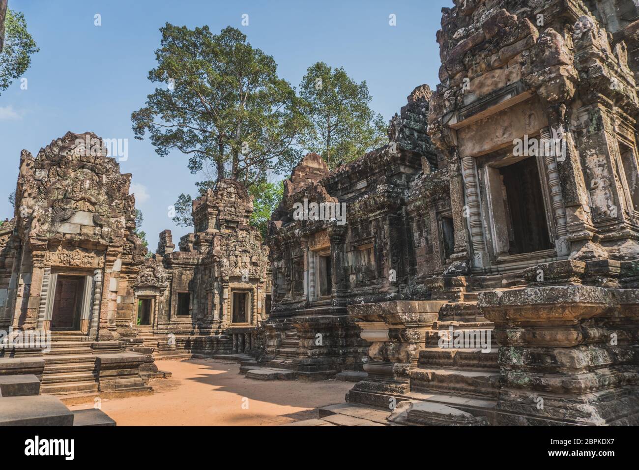 Ancient Angkor Wat Ruins Panorama. Thommanon Temple. Siem Reap ...
