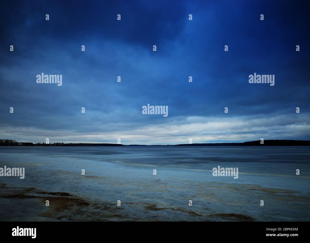 Spring northern river landscape background Stock Photo - Alamy