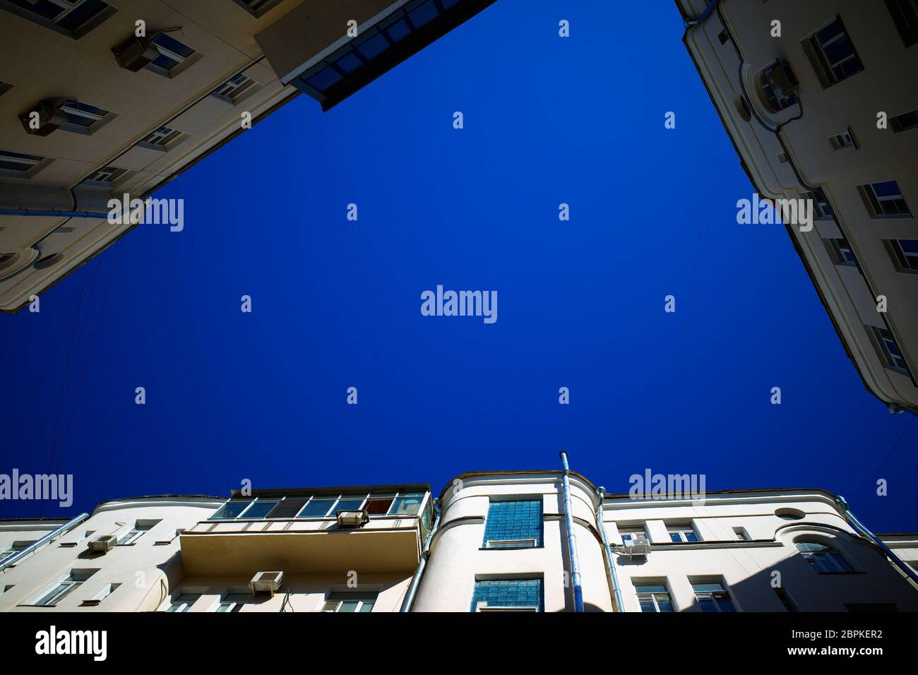Vintage buildings upward view framing Stock Photo - Alamy