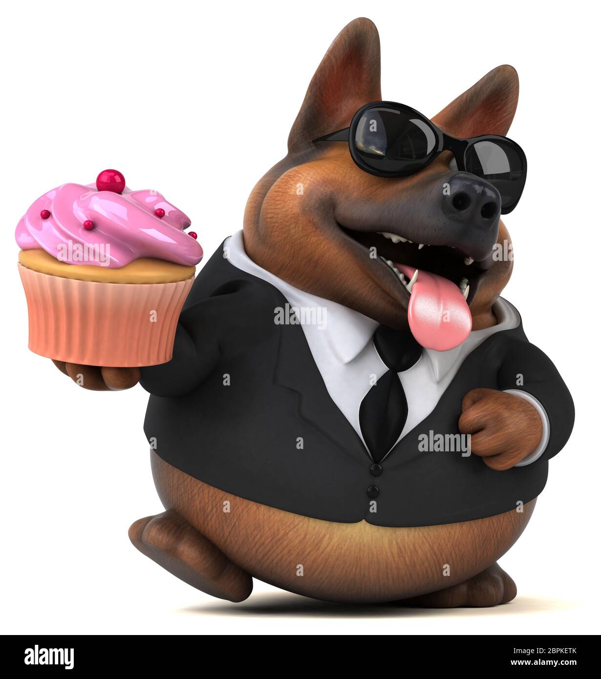 Fun german shepherd dog - 3D Illustration Stock Photo - Alamy