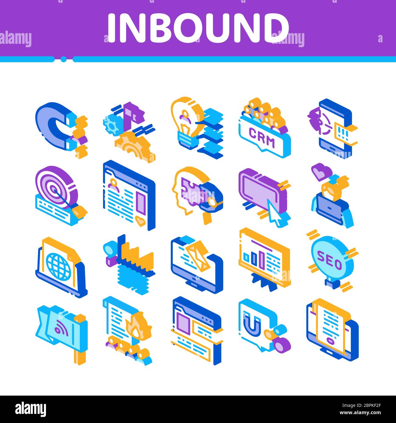 Inbound Marketing Isometric Icons Set Vector Stock Vector Image & Art ...