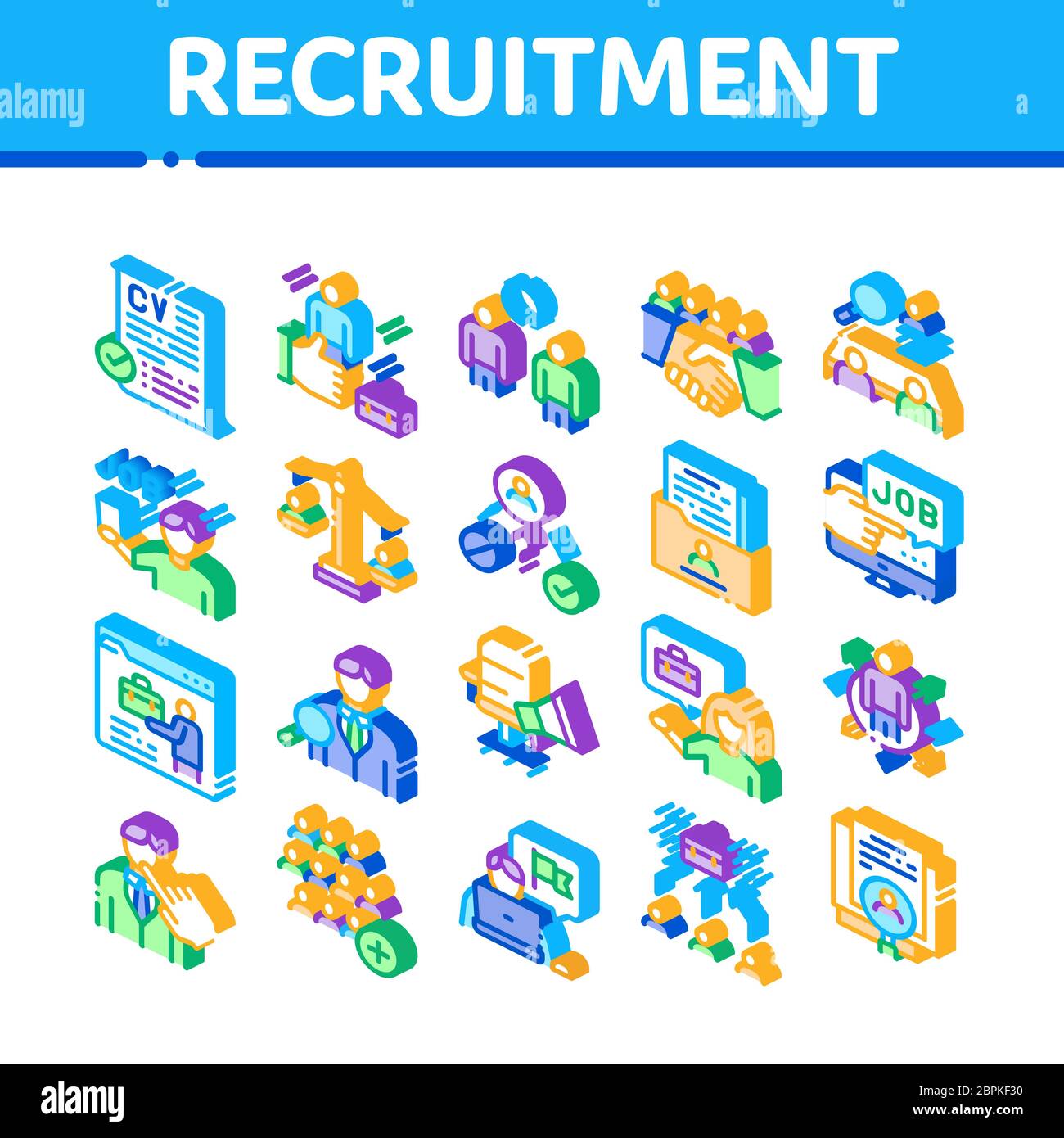 Recruitment And Research Employee Icons Set Vector Stock Vector Image ...
