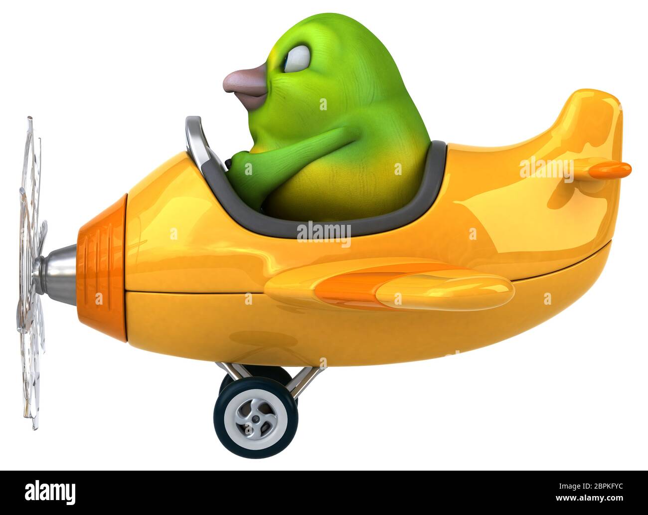 Fun green bird - 3D Illustration Stock Photo - Alamy