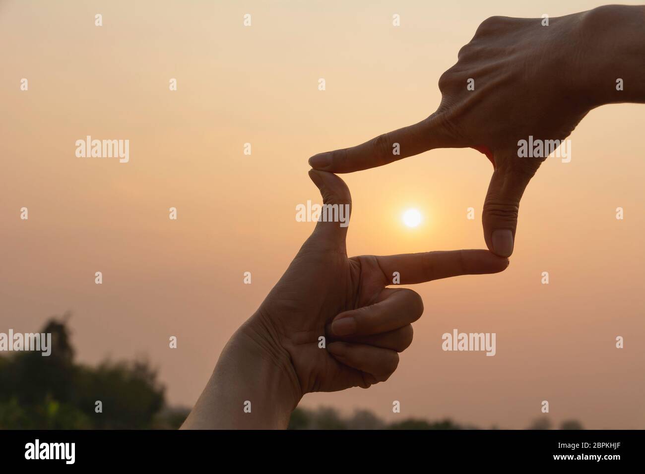Woman making rectangle fingers hi-res stock photography and images - Alamy