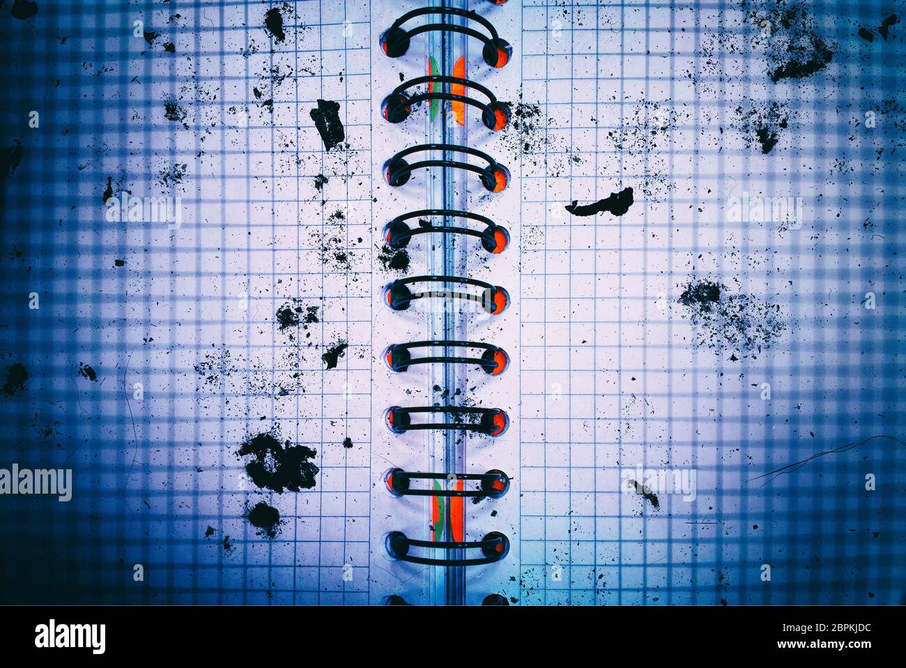 Empty checked pages of open notepad school background Stock Photo - Alamy