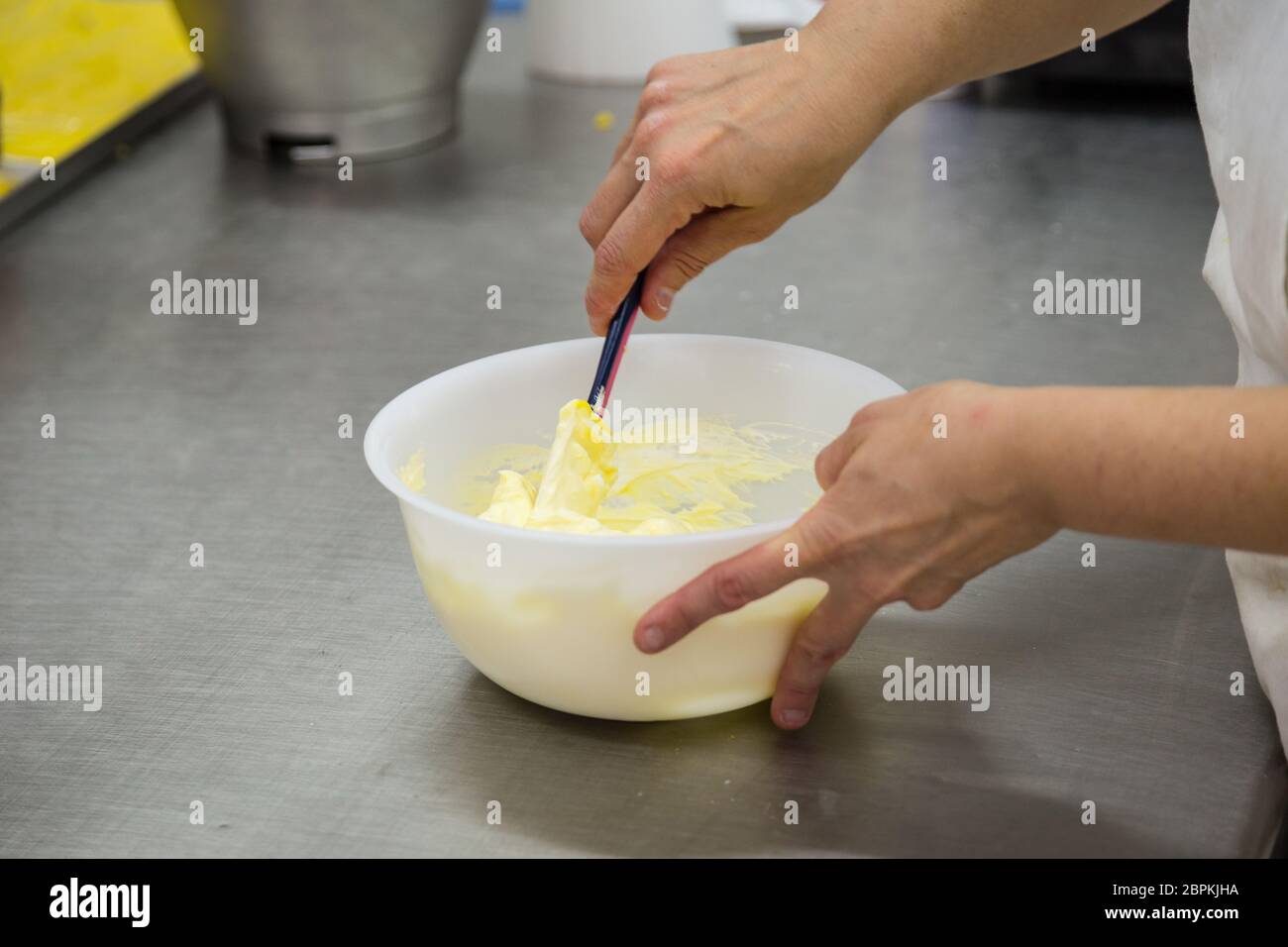 the preparation of the custard used for desserts Stock Photo - Alamy