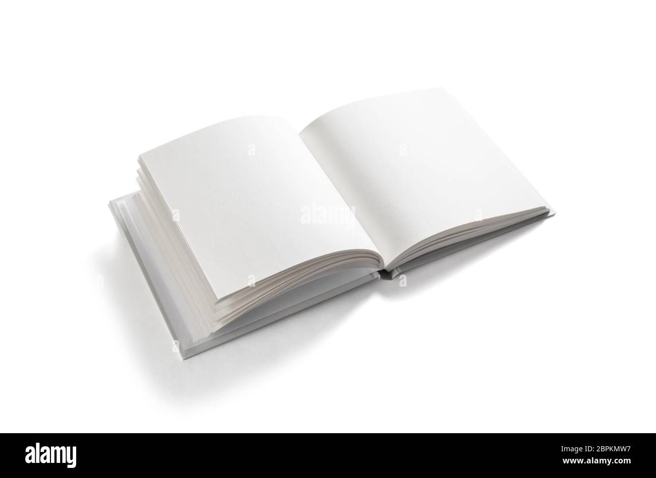 Book with blank white pages isolated on white background. Clipping path ...