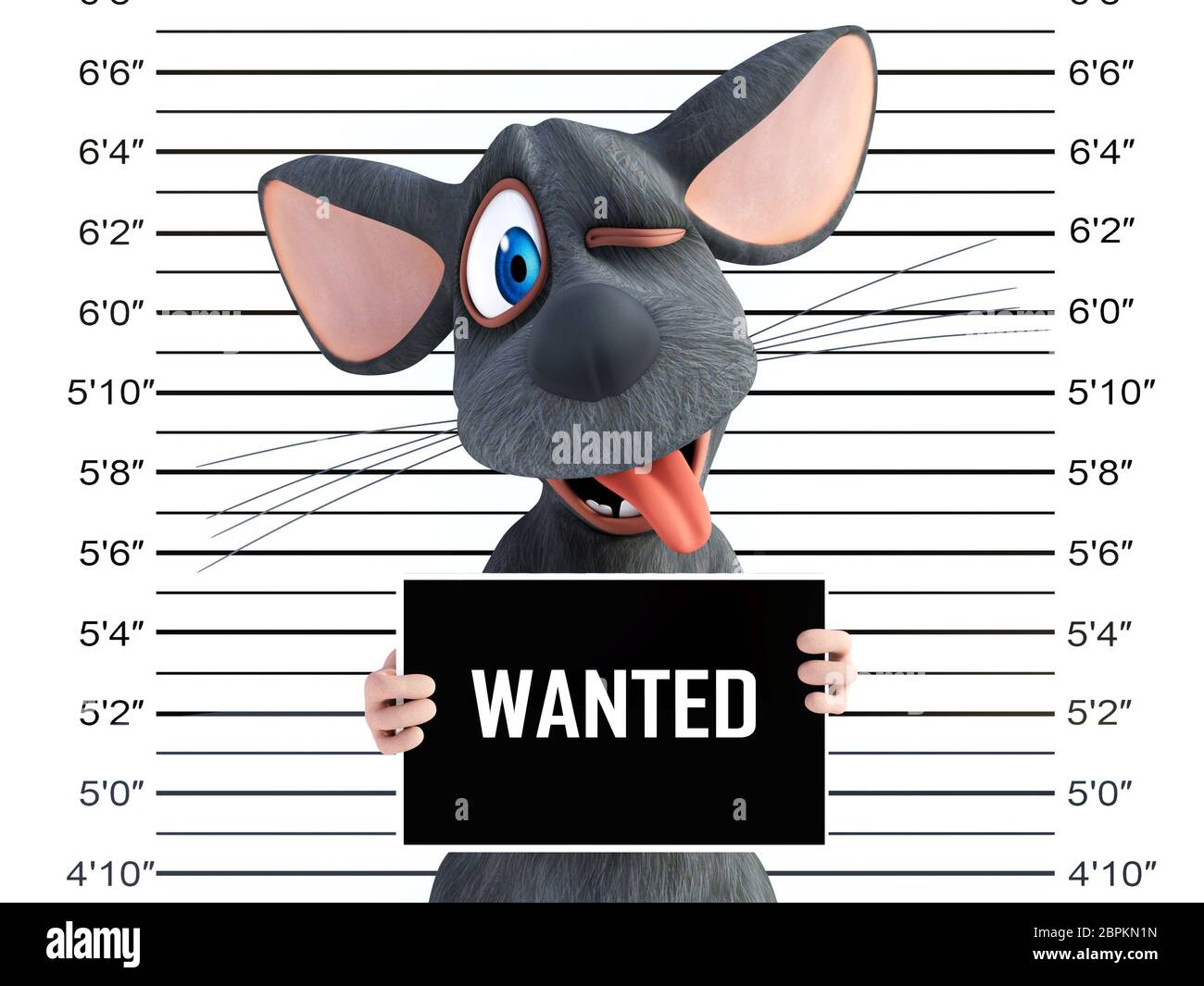 3D rendering of a happy smiling cartoon mouse sticking his tongue out ...