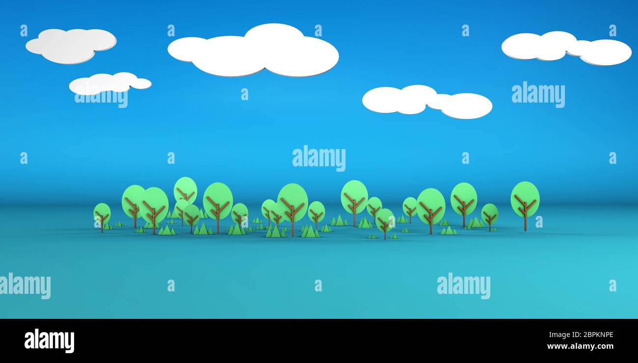 Simple Nature Landscape as 3D Illustration Render Stock Photo - Alamy